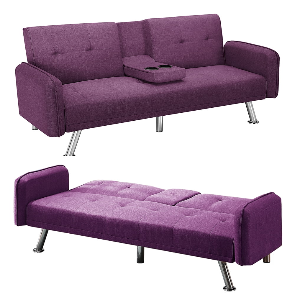 CJC Convertible Folding Futon Sofa Bed Modern Loveseat Recliner with 2 ...