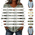 Blue Blouse for Women Fashion Art Print V Neck 3/4 Sleeve Decor Fit ...