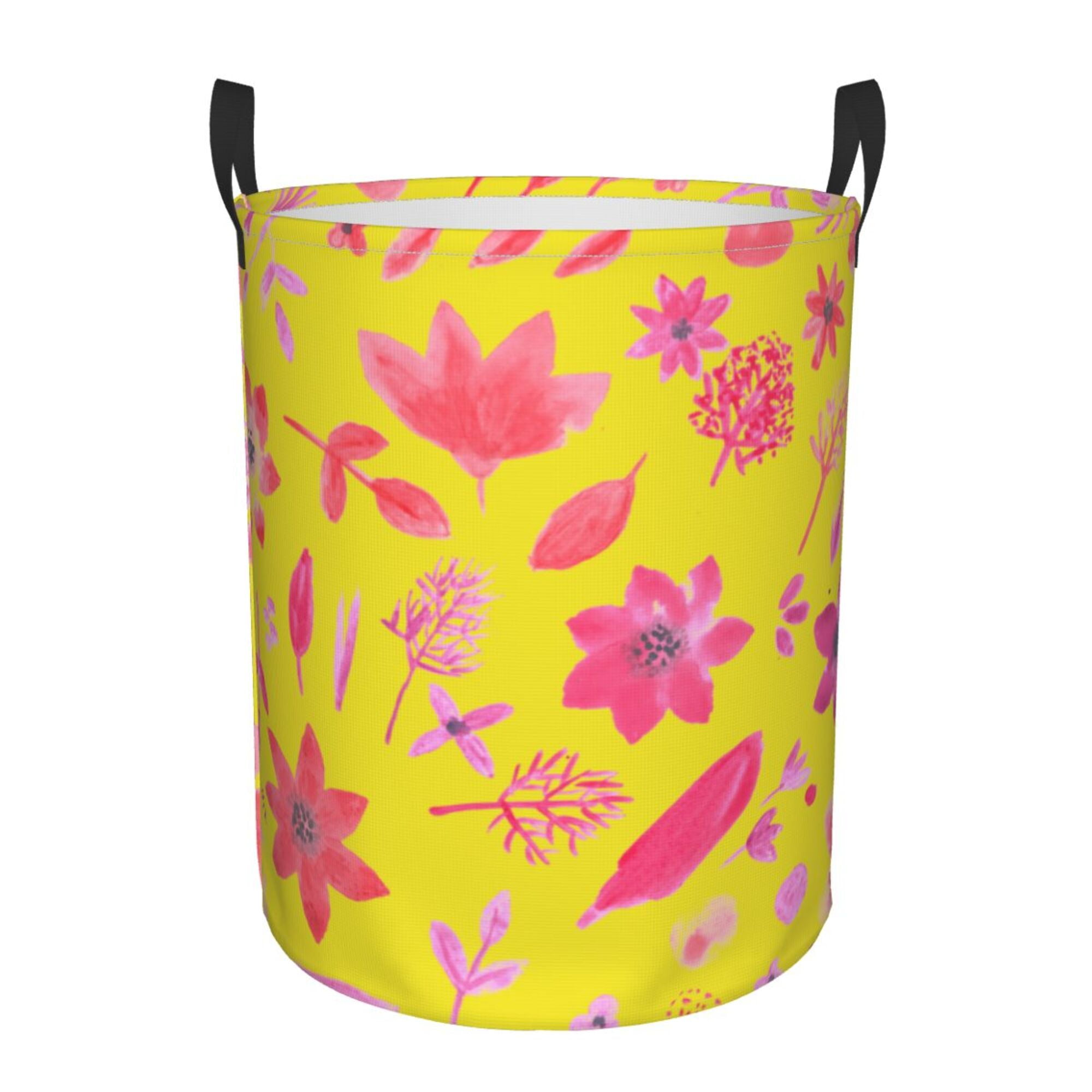 LNWH Laundry Basket, Watercolor Flower Leaves Pattern Foldable Laundry ...