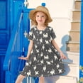 Black - White Border Collie Short Sleeve Dress A-Line Cute Midi Casual ...