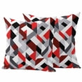 Abstract Outdoor Throw Pillow Covers Set of 2, Red Black Geometric ...