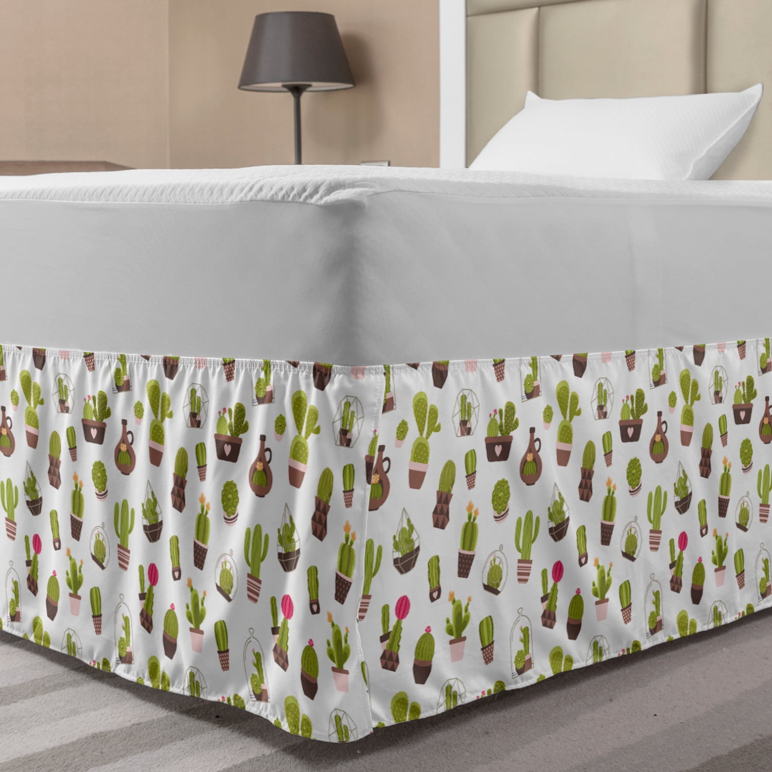 Cactus Bed Skirt, Home and Garden Cactus Plants with Flowers Spiny ...
