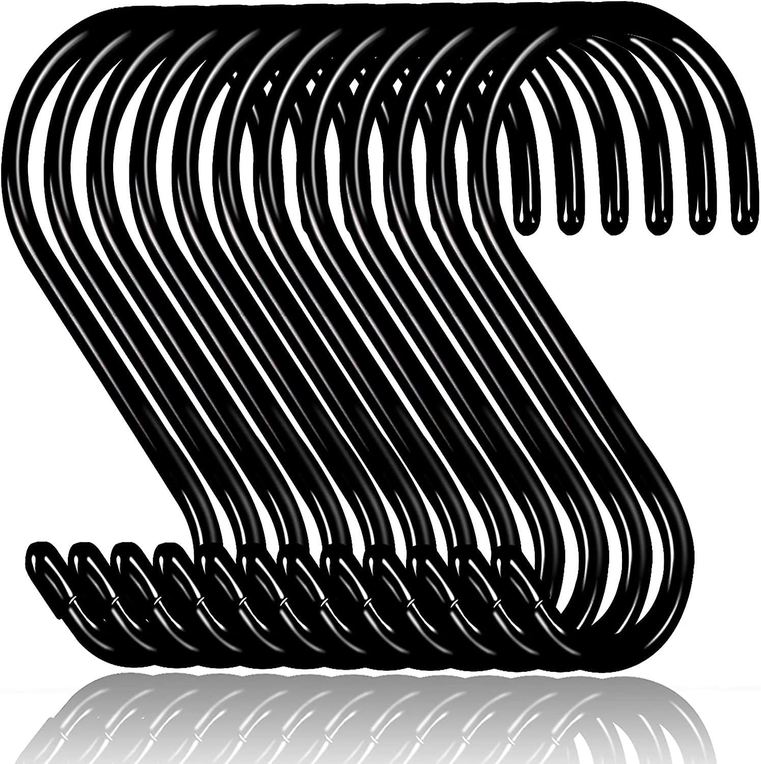 12 Pack S Hooks compatible with Hanging, Non Slip Rubber Coated S Hooks ...