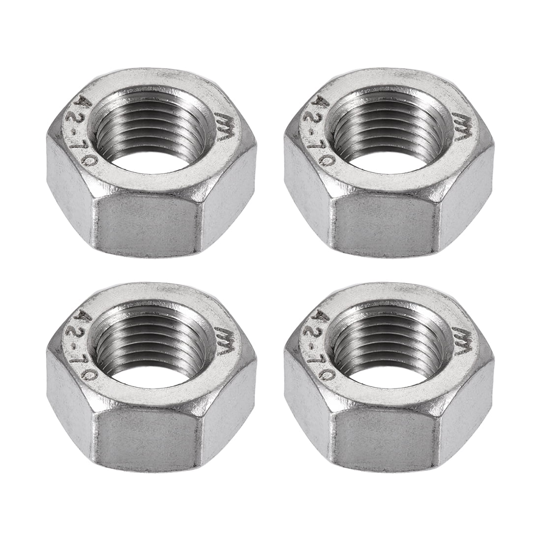 4pcs M12 x 1.25mm Pitch Metric Fine Thread 304 Stainless Steel Hex Nuts ...