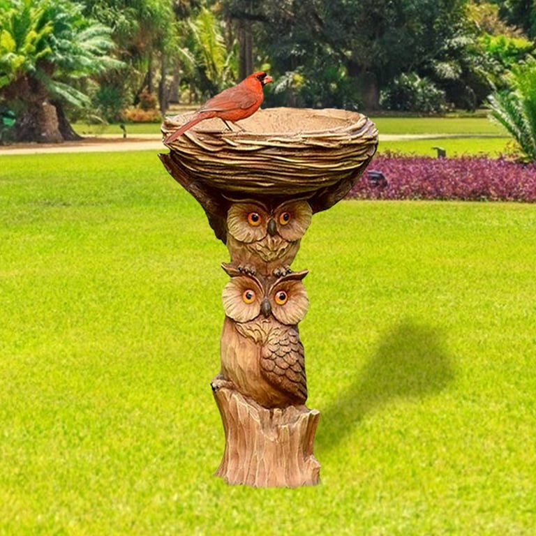Animated Wooden Bird Bath
