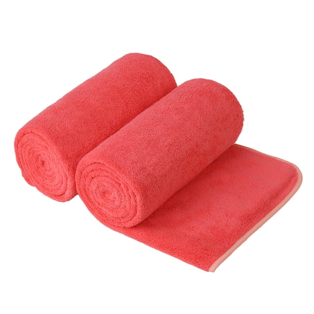 Bath Towels Soft Plush Fleece Bath Towel Set 2 Piece Solid Red 30 X 60