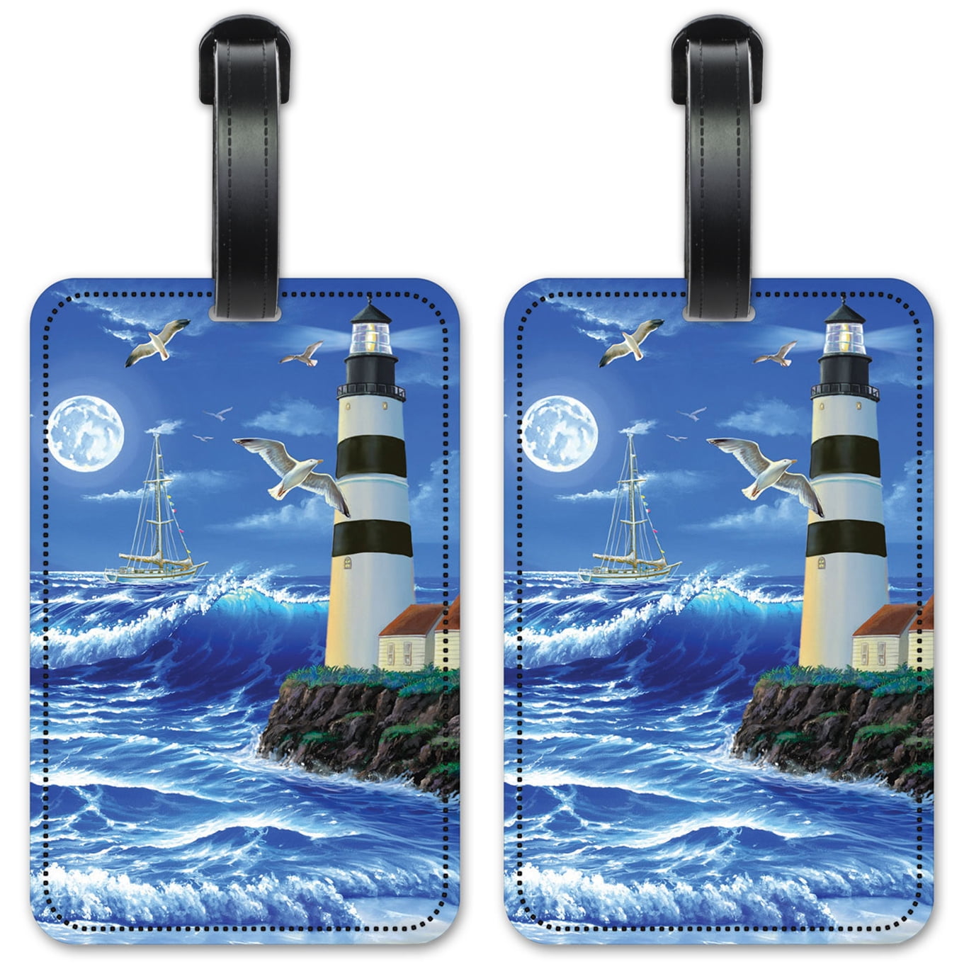 Lighthouse at Night - Luggage ID Tags / Suitcase Identification Cards ...