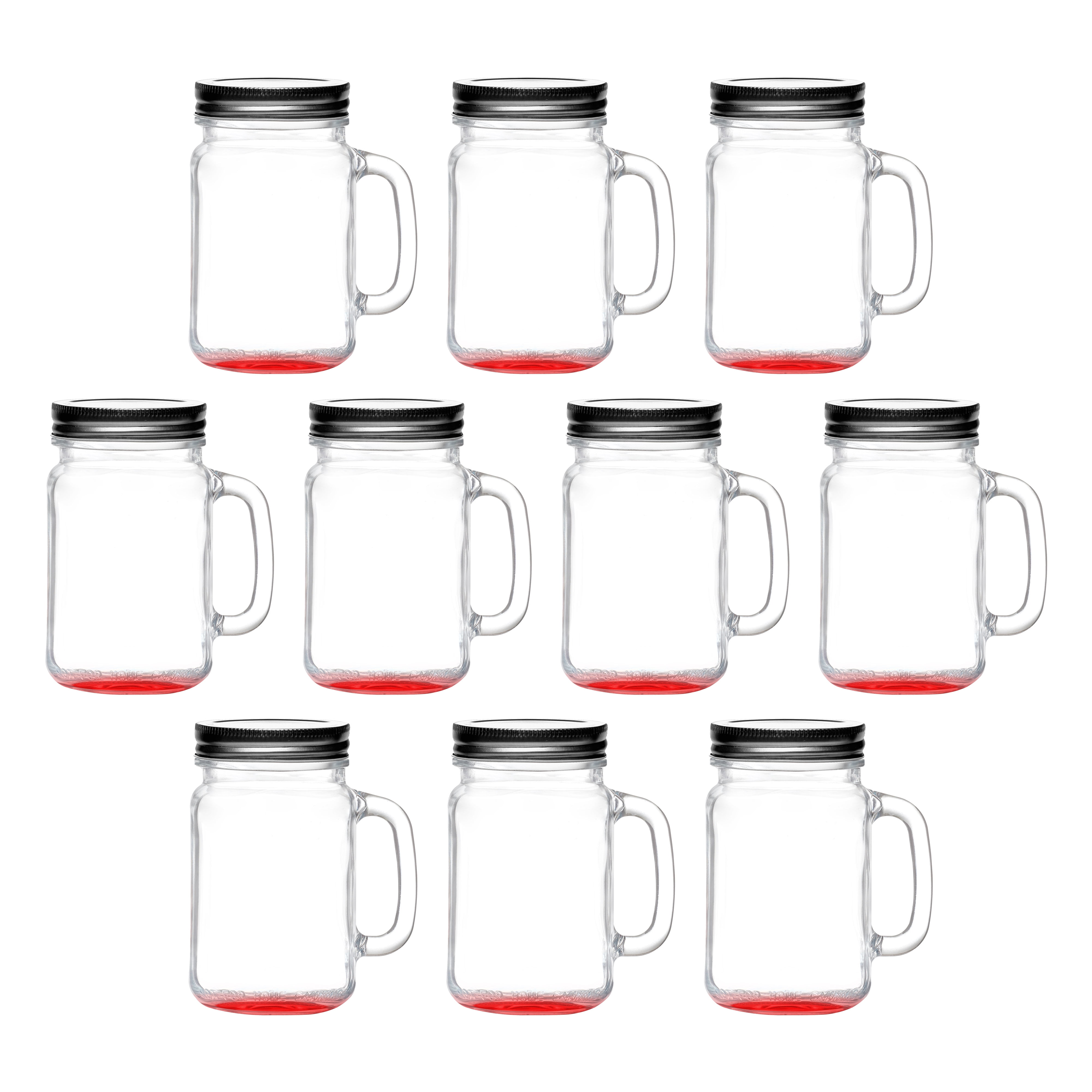 10 Libbey Handle Mason Jars with Lids Set, 16 oz. - Traditional style ...