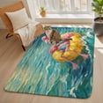 5.25'x7.55' Area Rug for Living Room, Funny Flamingo Swimming Ring Non ...