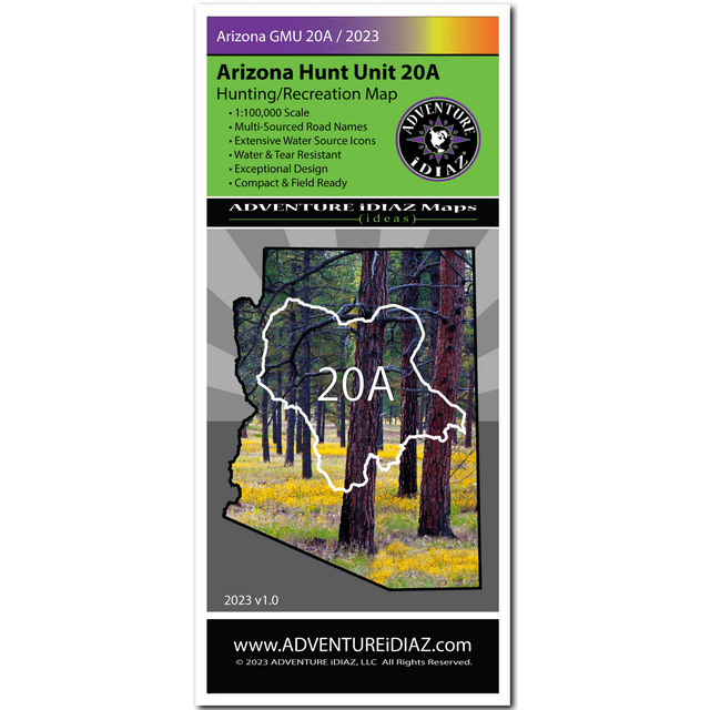 ADVENTURE iDIAZ - Arizona Hunt Unit 20A Map - Hiking, Hunting, Recreation Map - Walmart.com
