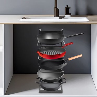 Cuisinel 5-Tier Black Silicone Coated Pan Rack, Cookware Stand, Cooking ...