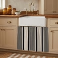 Black Beige Stripes Cabinet Curtain, Lines Modern Vertical Stripes Sink ...