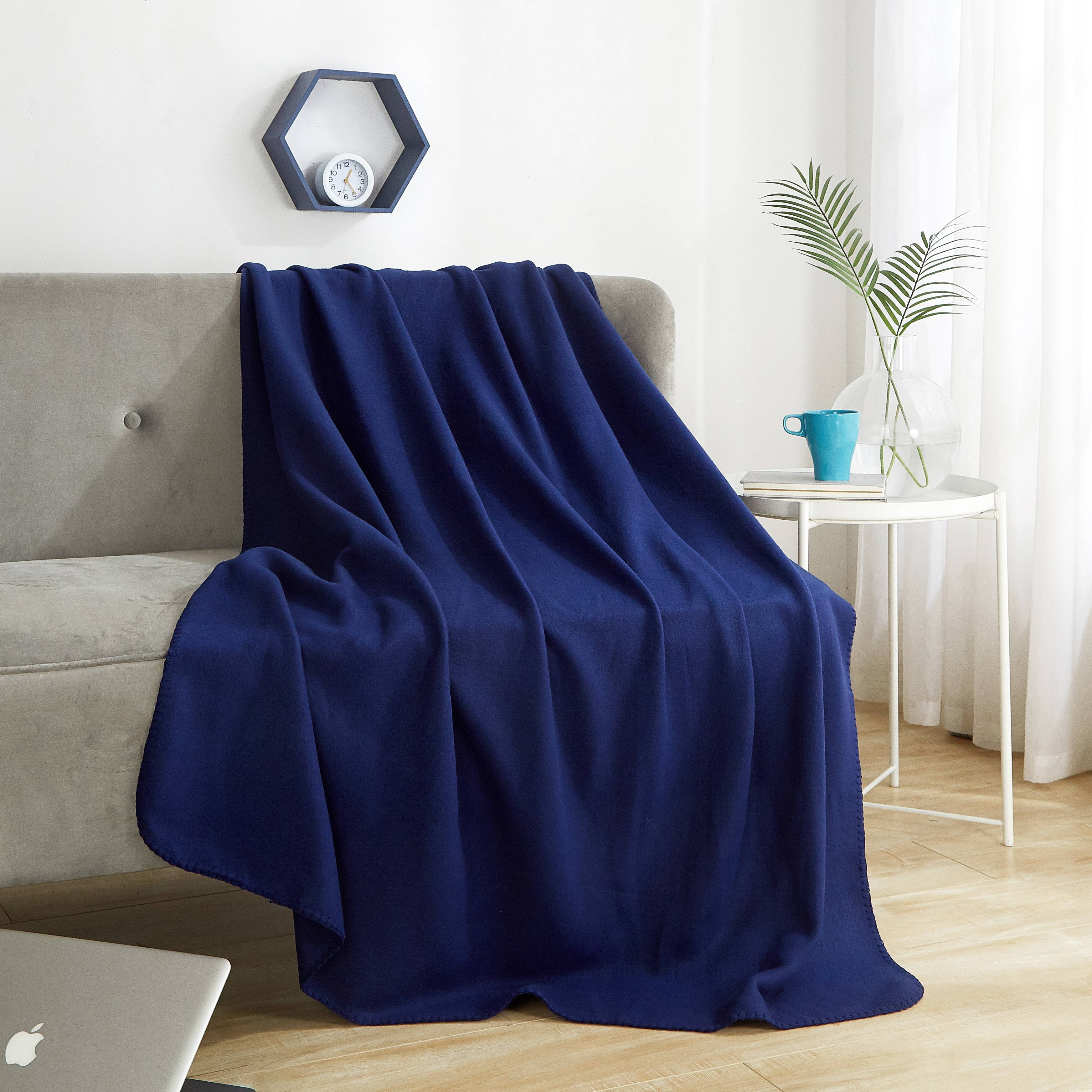 Mainstays Fleece Throw, Blue Solid 50x60 - Walmart.com