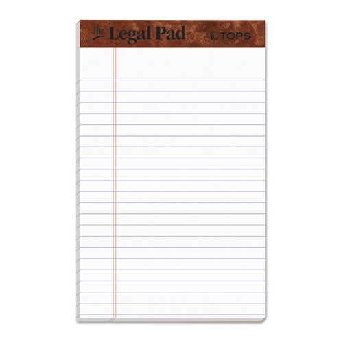 "The Legal Pad" Ruled Perforated Pads, Narrow Rule, 50 White 5 X 8 ...