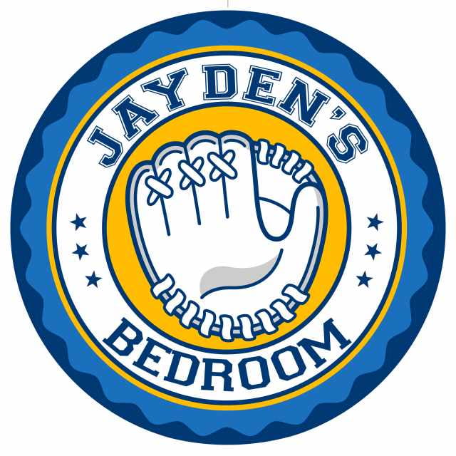 JAYDEN'S Baseball Glove Bedroom 12" Round Metal Sign Boys Room ...