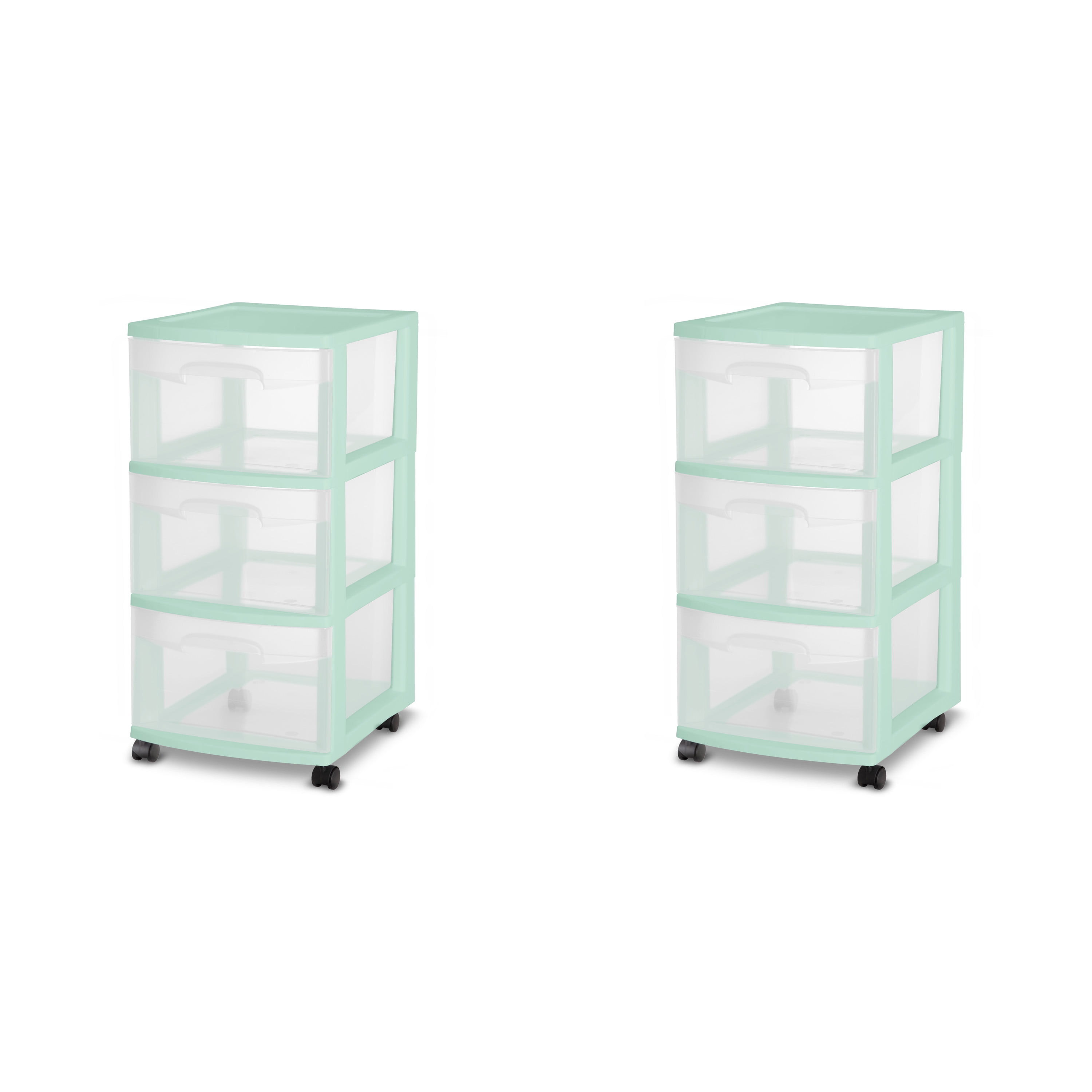 Sterilite 3 Drawer Cart Plastic, Classic Mint, Set of 2 - Walmart.com
