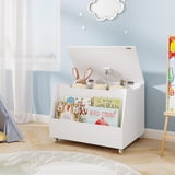 Gymax Large Wooden Kids Toy Box with Bookshelf, Storage Chest Bench ...