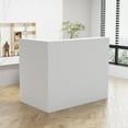 MONSLIPA L-Shape Wood Reception Desk with , Register Stand Reception ...