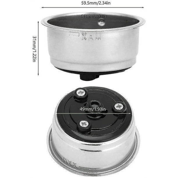 51 Mm 1 Cup Filter Basket, Stainless Steel Pressurized Coffee Filter Bottomless Espresso Machine ...