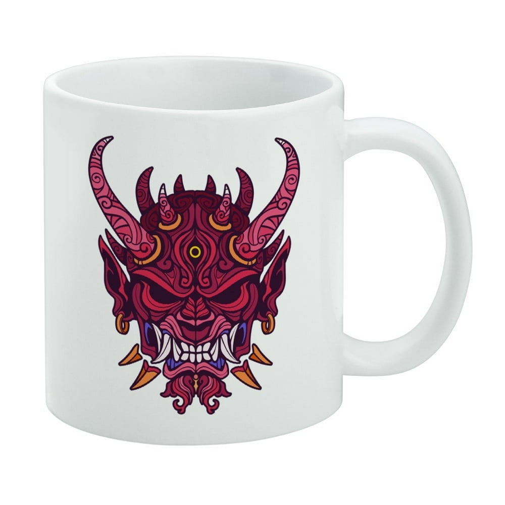 Japanese Horned Demon Mask Oni White Mug - Walmart.com - Walmart.com