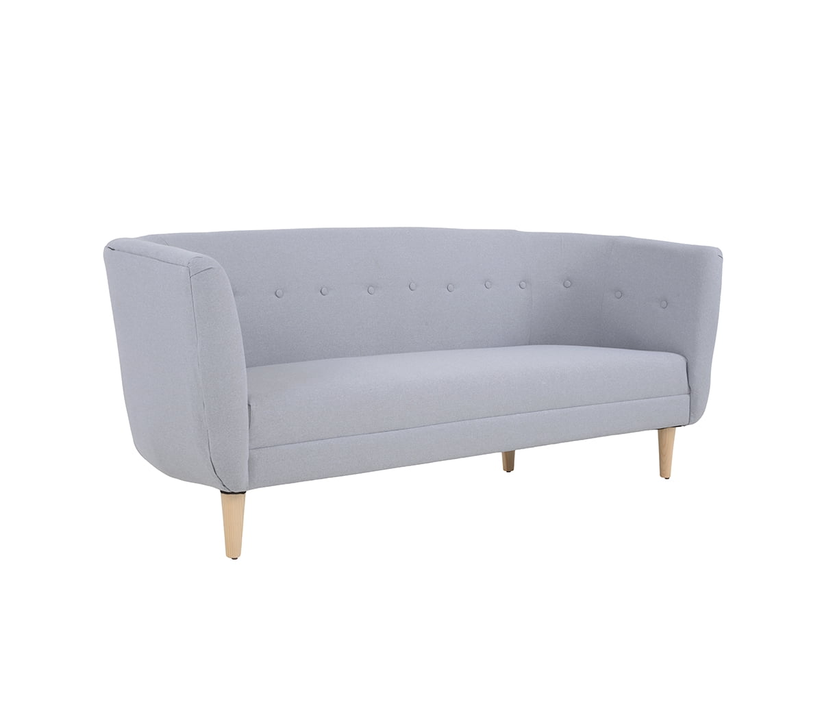 Sofá 3 cuerpos Tavári pata encino Estilo Retro Color Gris claro GAIA ...