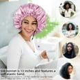 Double-Layer Adjustable Satin Silk Sleep Bonnet for Women with Curly ...