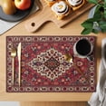Bohemia Abstract Plant Cotton Linen Placemats Set of 1, Vintage Red ...