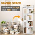 360 ° Rotating Bookshelf Tower, Spinning Bookcase, Revolving Storage ...