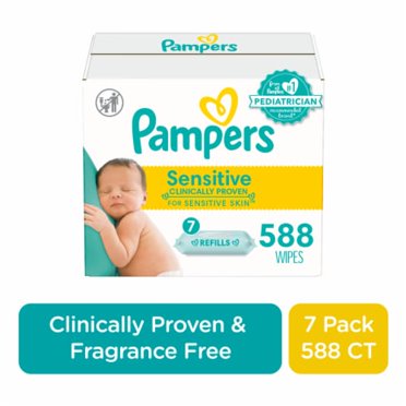 Pampers Sensitive Baby Wipes, Unscented, 7X Pop-Top Packs, 392 Ct ...