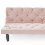 Aukfa Velvet Futon Convertible Sofa for Home Office, Tufted Back, Space ...