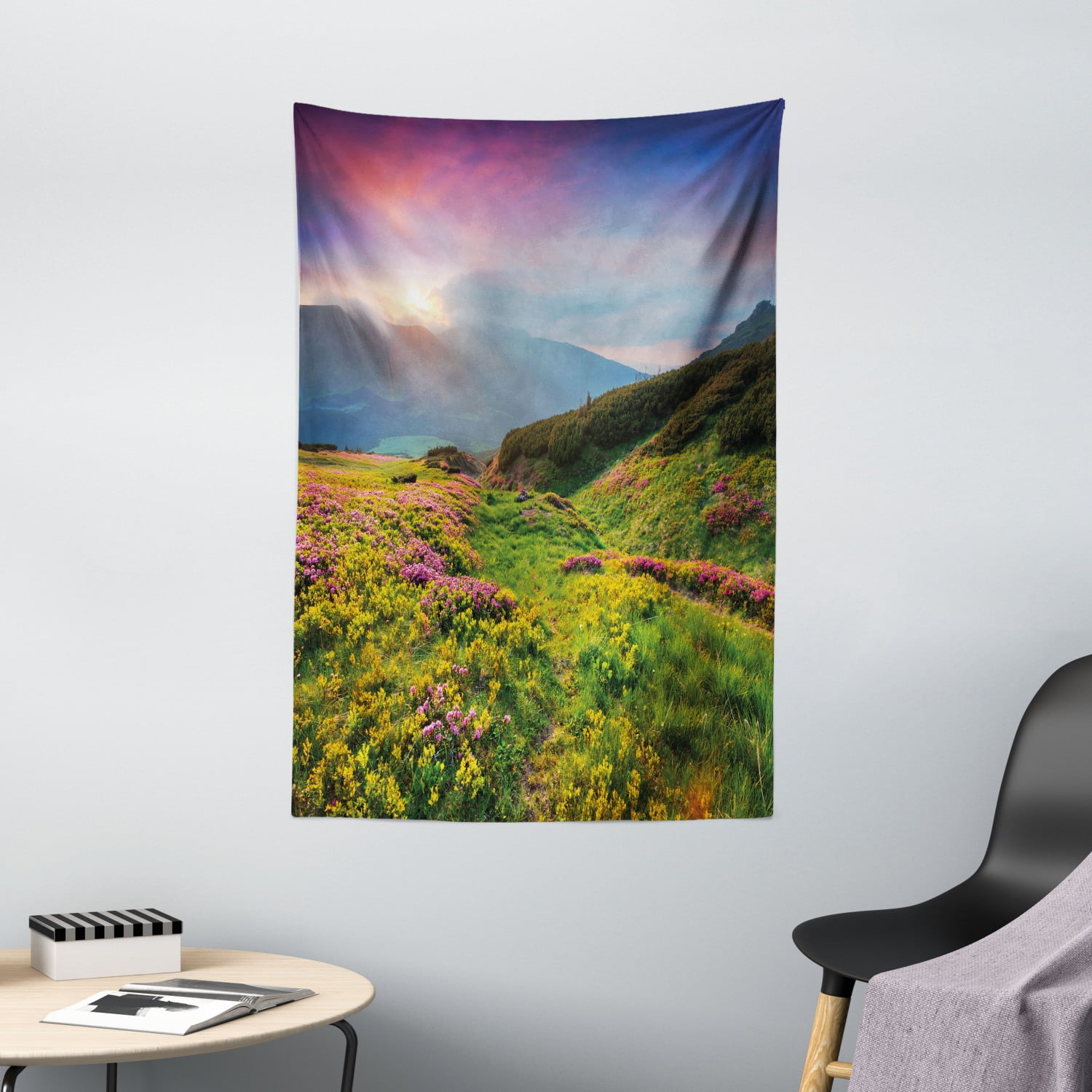 Nature Tapestry, Summer Season Scene with Fresh Flowers Green Foliage ...