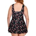 Womens Plus Size Trendy Swim Dress With Ruched One Piece Tummy Control And Floral Skirted