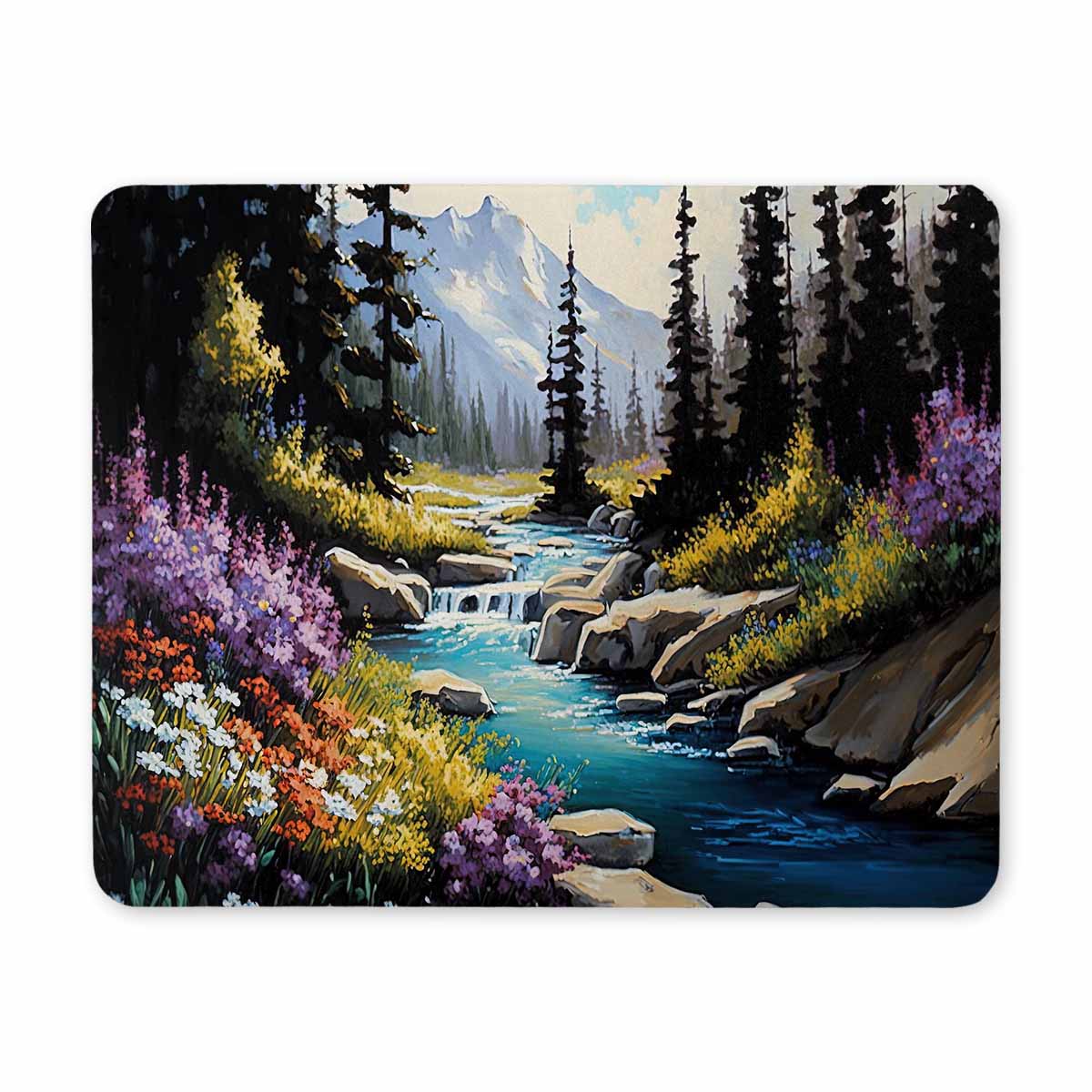 Mountain Nature Mouse Pad Mountain Flowers Mouse Mat Non-Slip Rubber ...