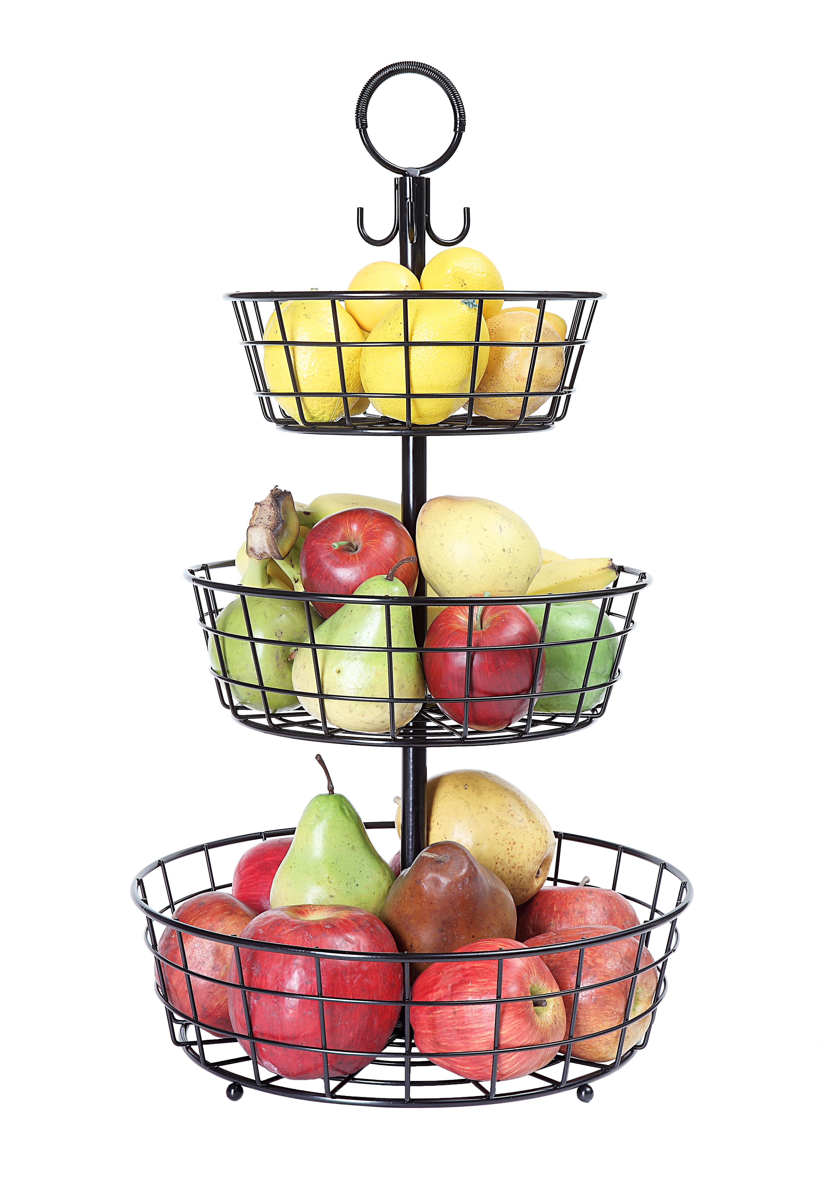 SunnyPoint Countertop French Country 3 Tier Wire Basket Stand (Black ...