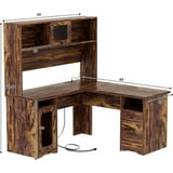 Homieasy 60-Inch L-Shaped Desk with LED Lights, Power Outlet, Drawers ...