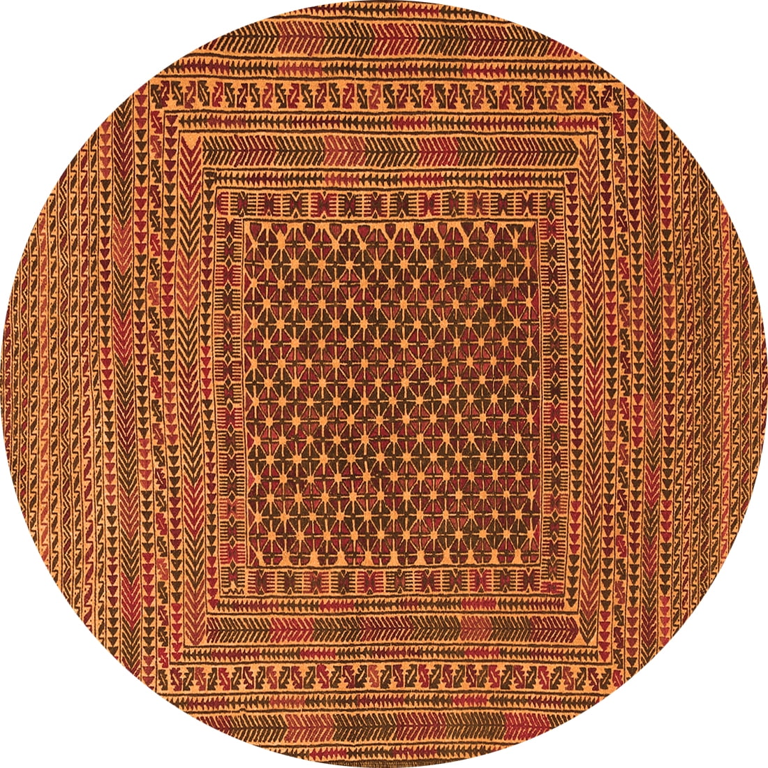 Ahgly Company Indoor Round Southwestern Orange Country Area Rugs, 8 ...