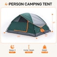 JIOABL 4 Person Dome Camping Tent with Rainfly, Waterproof Polyester ...