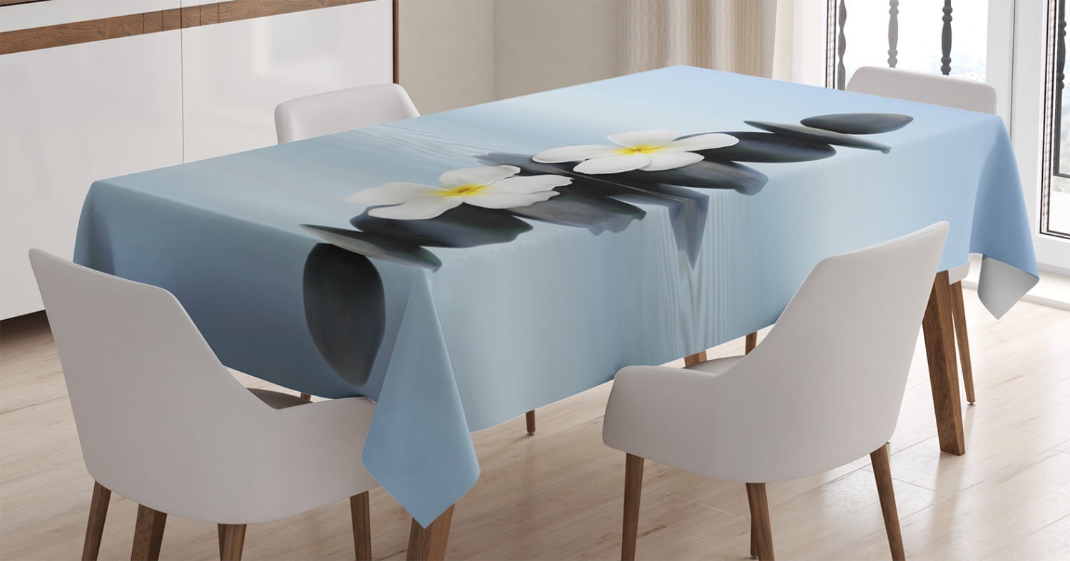 Spa Decor Tablecloth, Zen Massage Hot Stones with Asian Frangipani ...