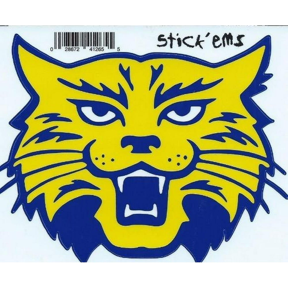 4.5" x 4" Blue Yellow Wildcat Mascot Bumper Sticker Decal Car Stickers ...