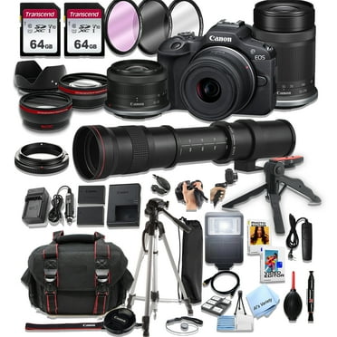 Canon EOS R100 Mirrorless Camera with 50mm Prime Lens + 55-210mm Lens ...