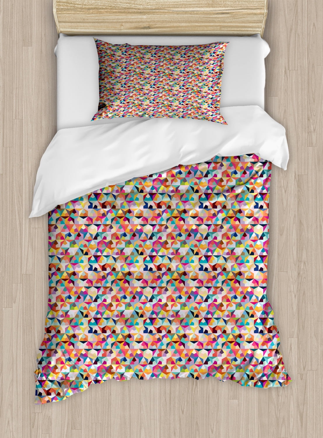 Geometric Duvet Cover Set Twin Size, Agular Triangle Pattern Polygons ...