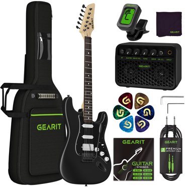 Pyle 6 String Semi-Hollow Body Electric Guitar Set - 41.8” Full-Size ...