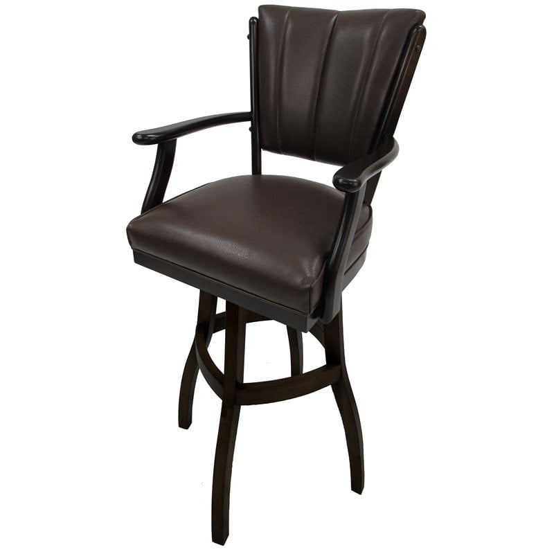 Tobias Designs Classic 35" Swivel Wood Extra Tall Bar Stool in Brown ...