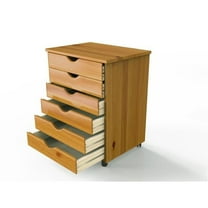 Adeptus Wooden Office Cabinet, 6-Drawer Roll Cart, Solid Medium Pine ...