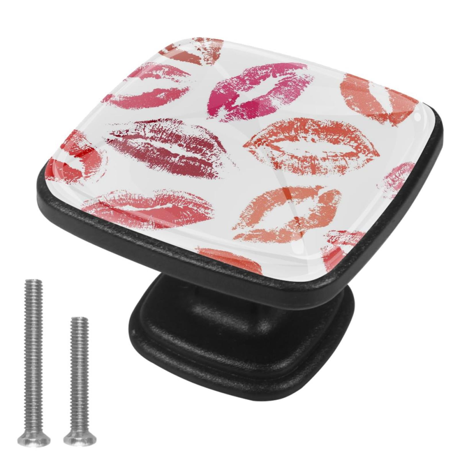 4 Pcs Cabinet Handle Drawer Pulls Kisses Lips Print Knobs with Screws ...