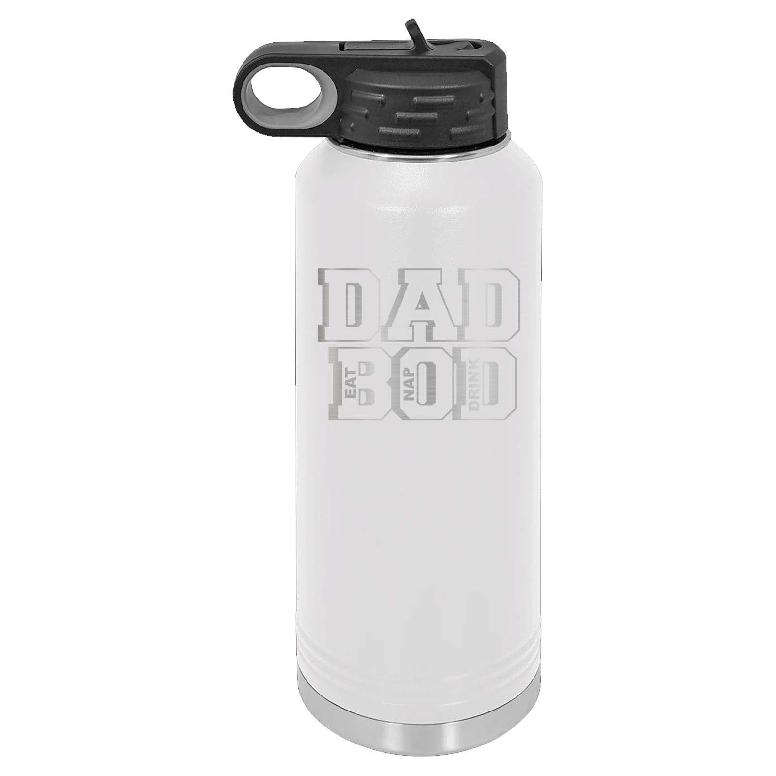 Mato & Hash 32oz Dad Bod Laser Engraved Water Bottle White LASLWB214 ...