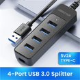 4-Port USB 3.0 Hub with Power Adapter & Type-C - Multi Splitter ...
