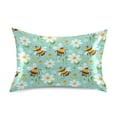 Bee and Flowers Pattern Pillow Case Queen Size Silky Satin Pillow Cover ...