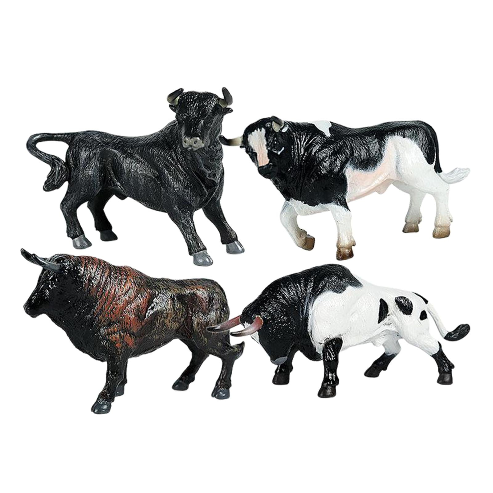 4pcs Cattle Figurine Simulated Bull Realistic Animals Cow Educational A ...