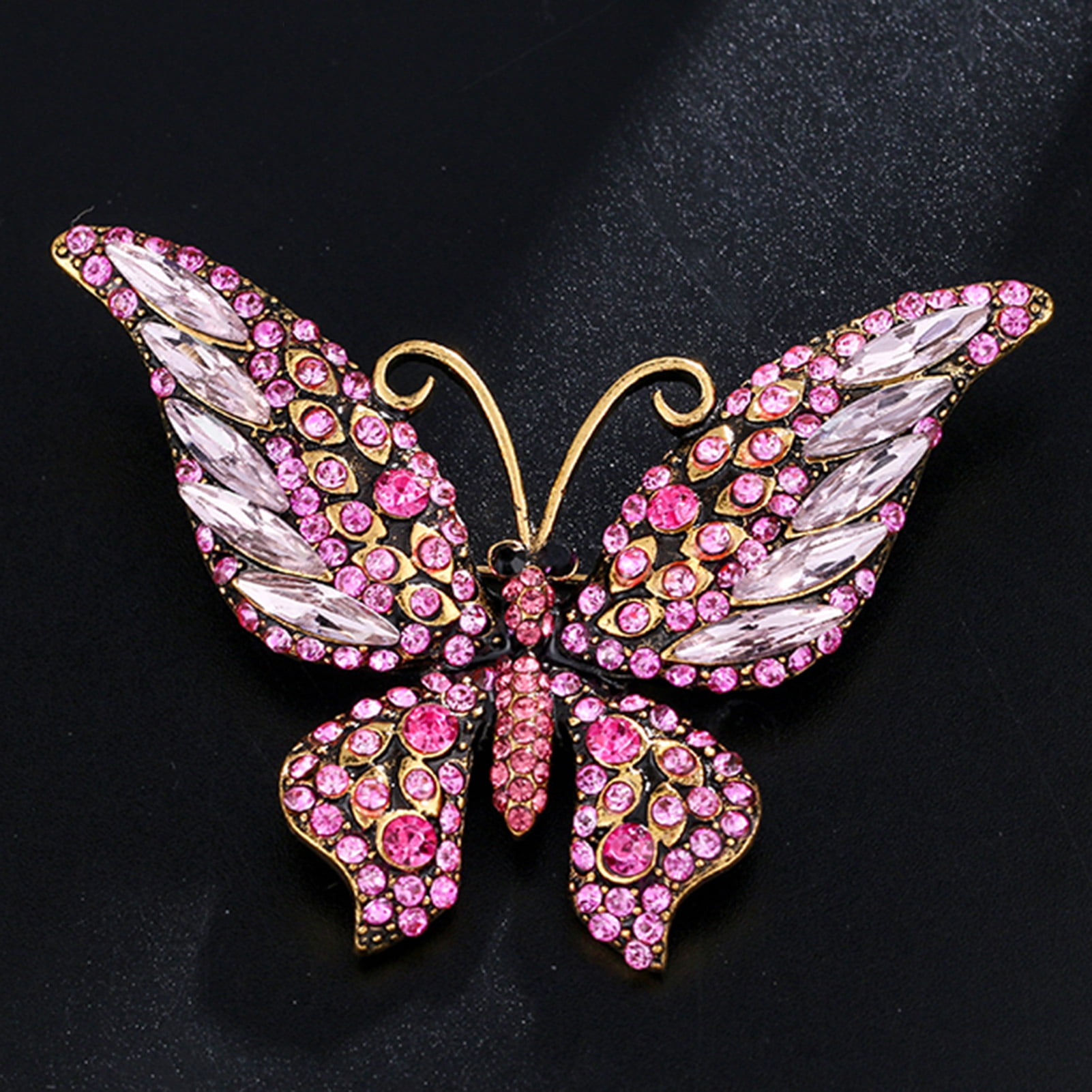Jiaroswwei Butterflies Shape Large Lapel Pin Christmas Rhinestone Shiny ...